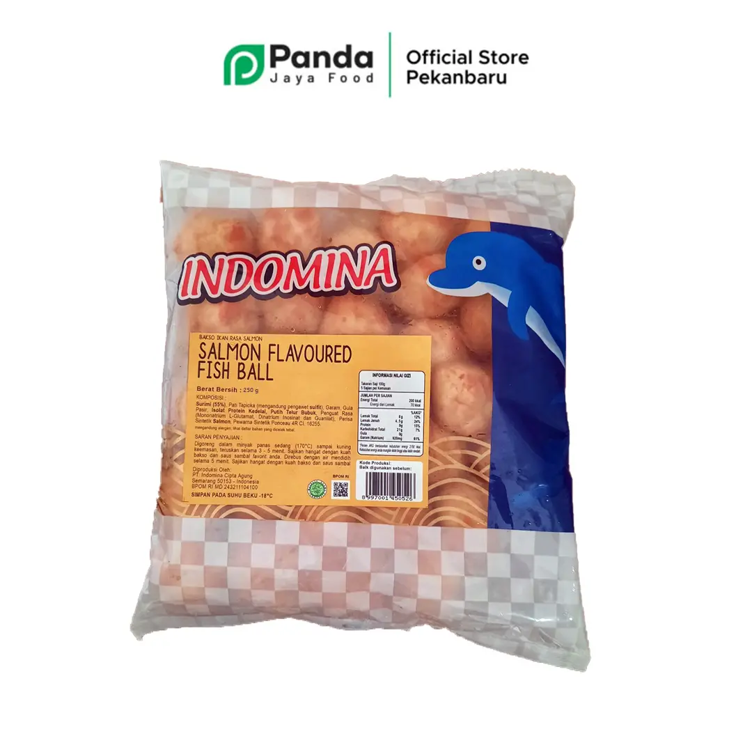 Indomina Salmon Flavoured Fish Ball 250 Gram - Panda Jaya Food